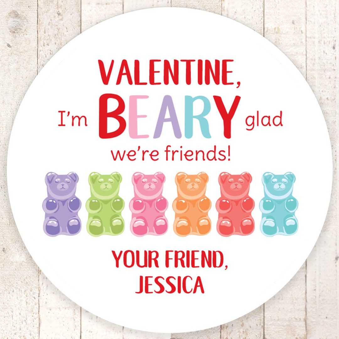 Gummy Bears Valentines Day Stickers, Kids Bear Valentines Day Cards ...
