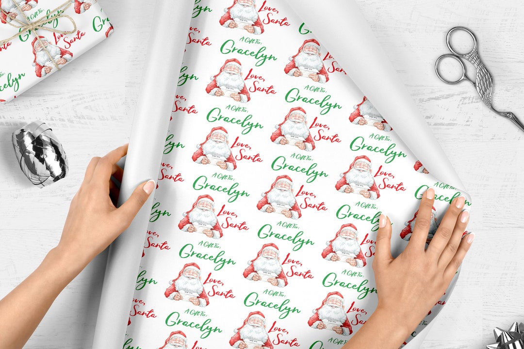 Personalized Name Wrapping Paper From Santa, Santa Claus Gift Wrap ...
