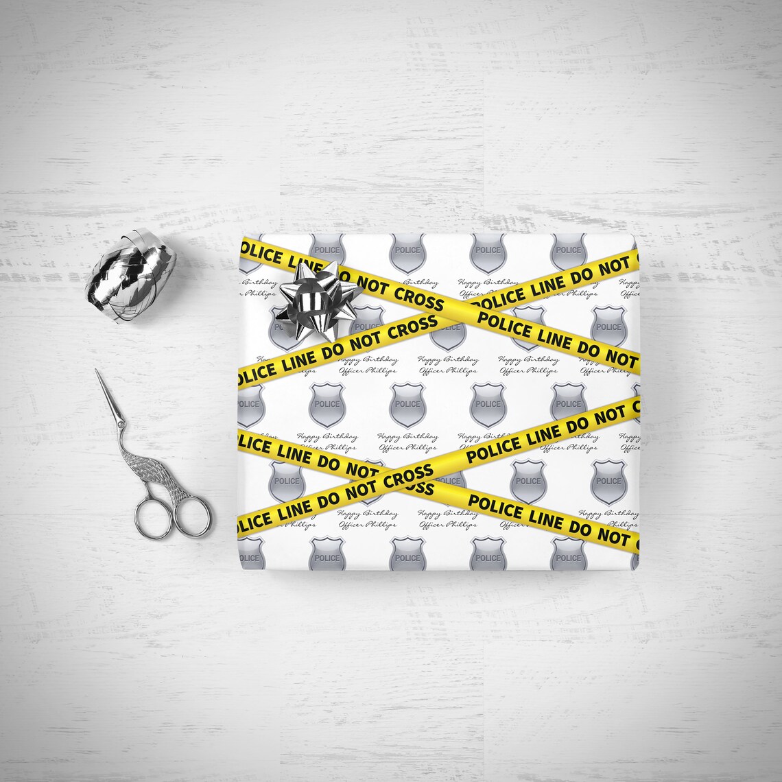 Police Officer Gift Wrap, Personalized Police Birthday Gift Wrap ...