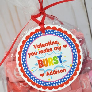 Starburst Valentine Tags, Kids School Valentines Day You Make My Heart ...