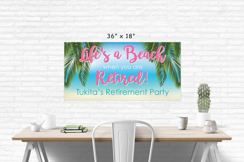 Life's a Beach Retirement Banner, Beach Retirement Banner, Happy ...