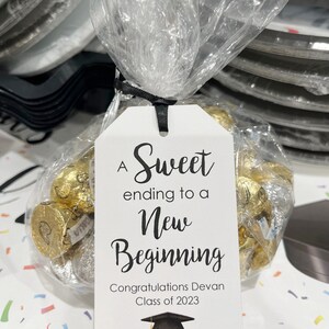 Graduation Tags Sweet Ending to a New Beginning Party Favor Tags ...