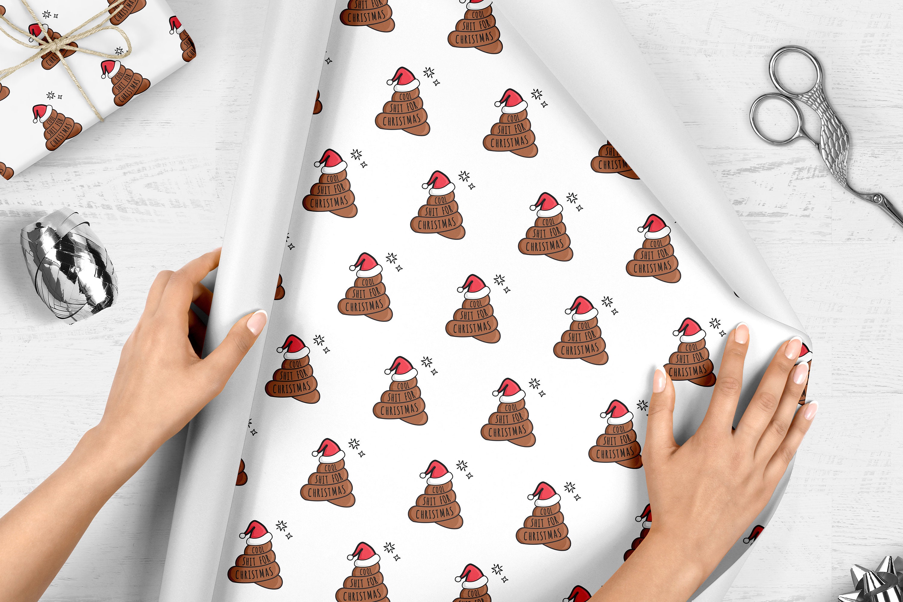 Funny Wrapping Paper Poop Cool Shit for Christmas Gift Wrap | Etsy