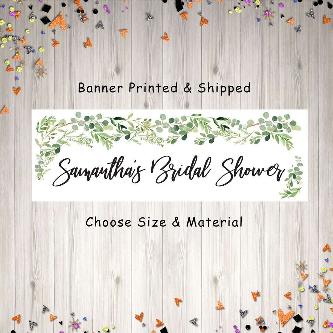 Bridal Shower Banner, Greenery Leaf Bridal Shower Decorations, Wedding ...