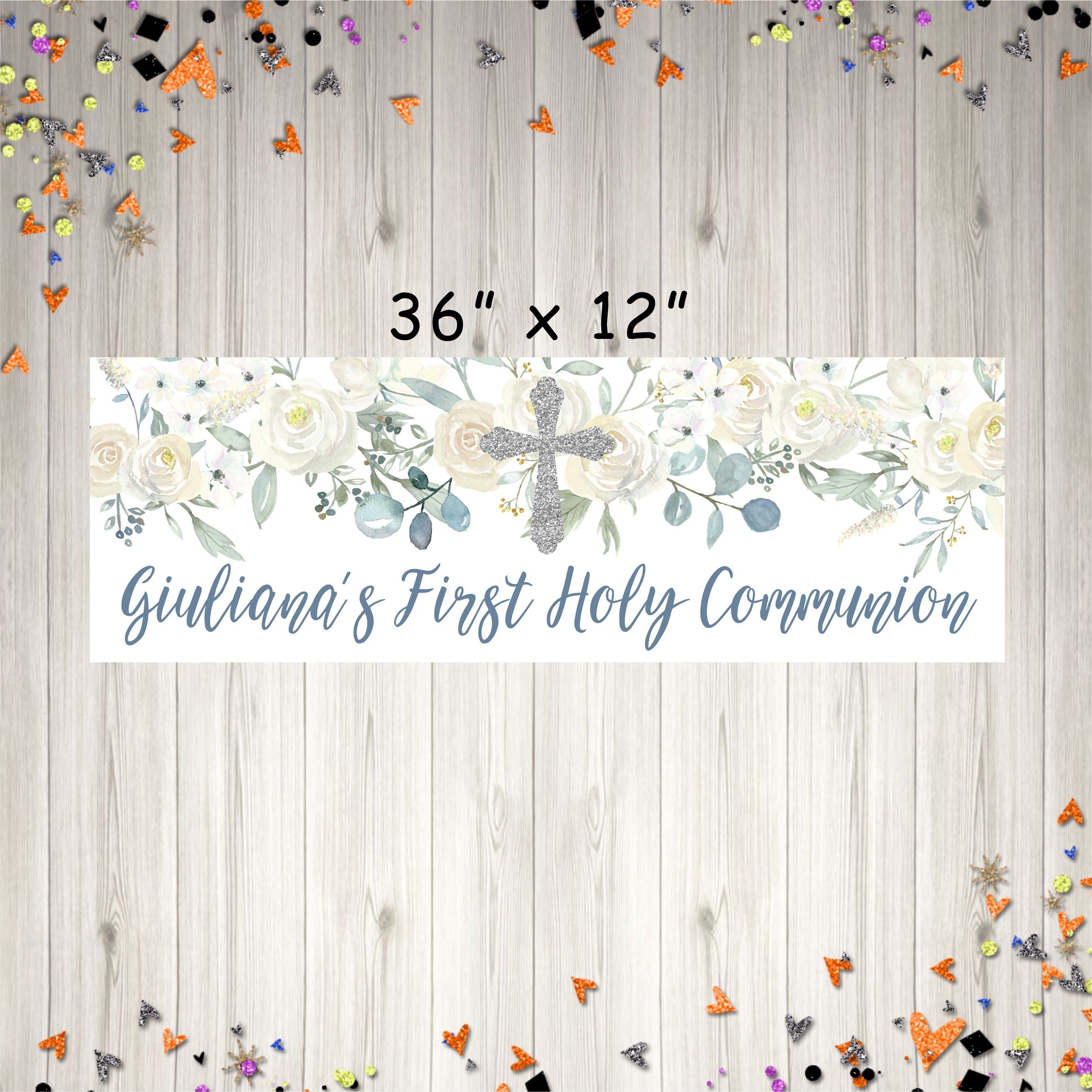First Holy Communion Banner 1st Communion Party Decorations | Etsy