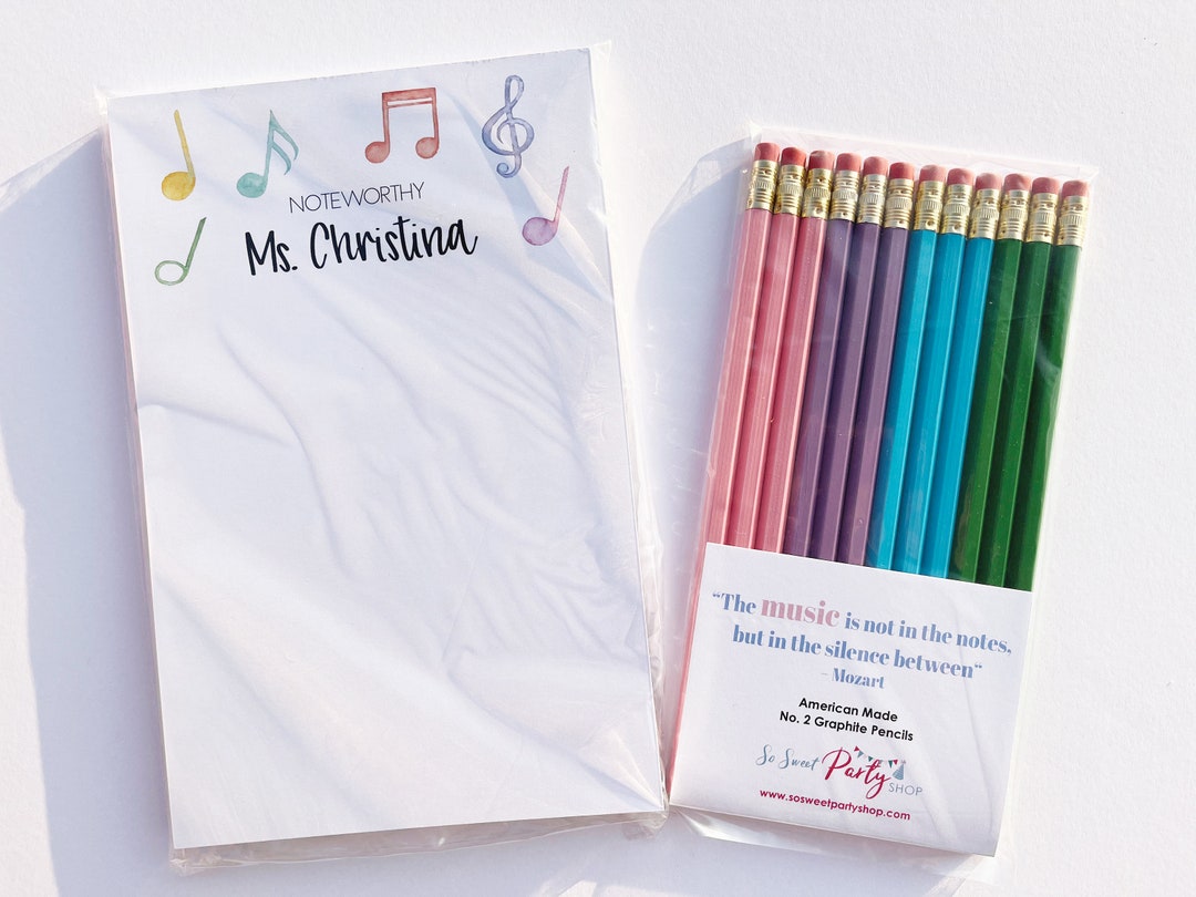 Music Teacher Notepad Pencil Set Back to School Pencils Teacher Gift ...