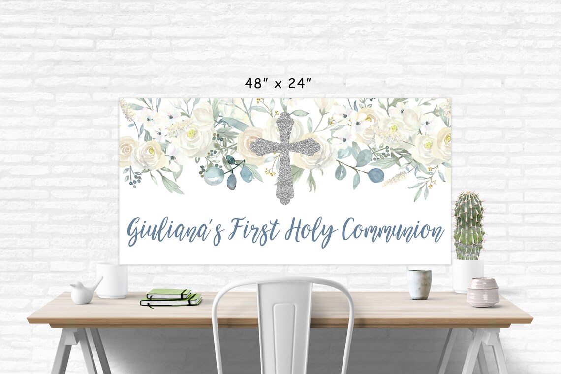 First Holy Communion Banner 1st Communion Party Decorations - Etsy