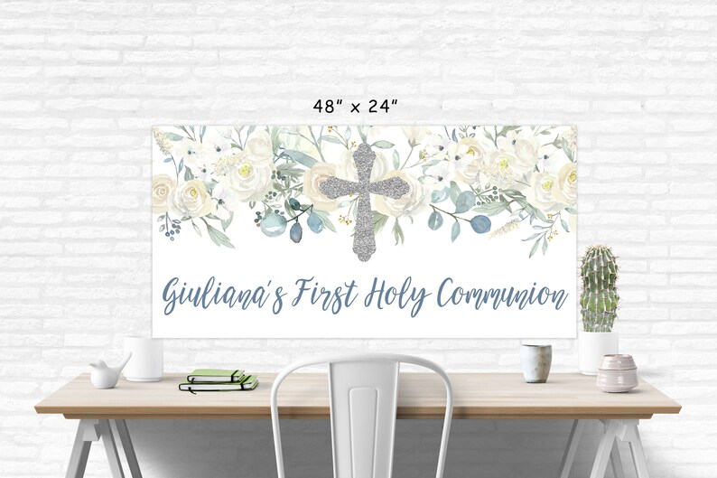 First Holy Communion Banner 1st Communion Party Decorations - Etsy