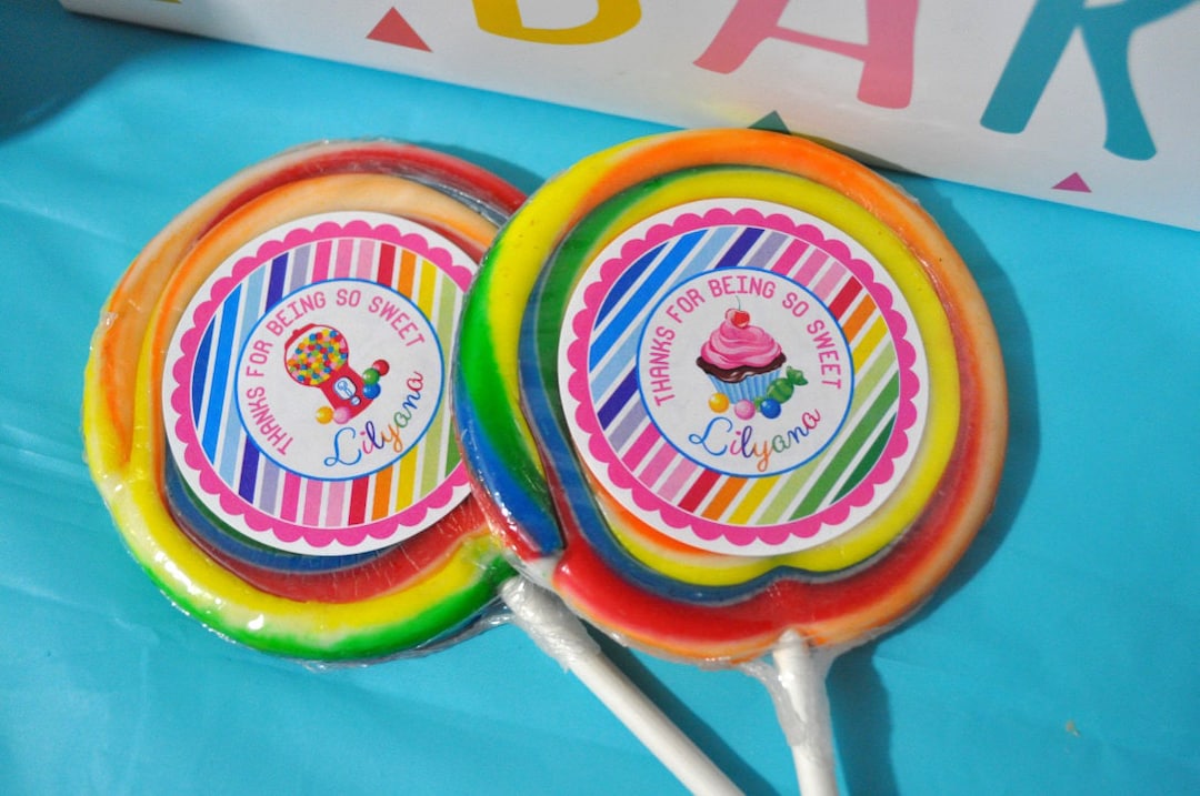 Sweet Shoppe Birthday Stickers, Thank You Favor Stickers, 1st Birthday ...