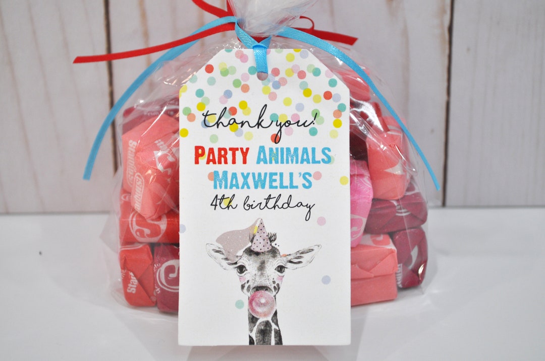 Party Animals Birthday Favor Tags, Zoo Animal Birthday Party, Wild ...