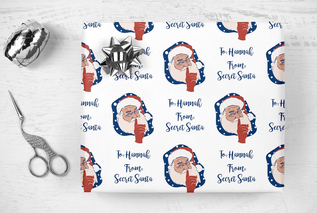 Secret Santa Wrapping Paper Personalized Name, Santa Claus Gift Wrap ...