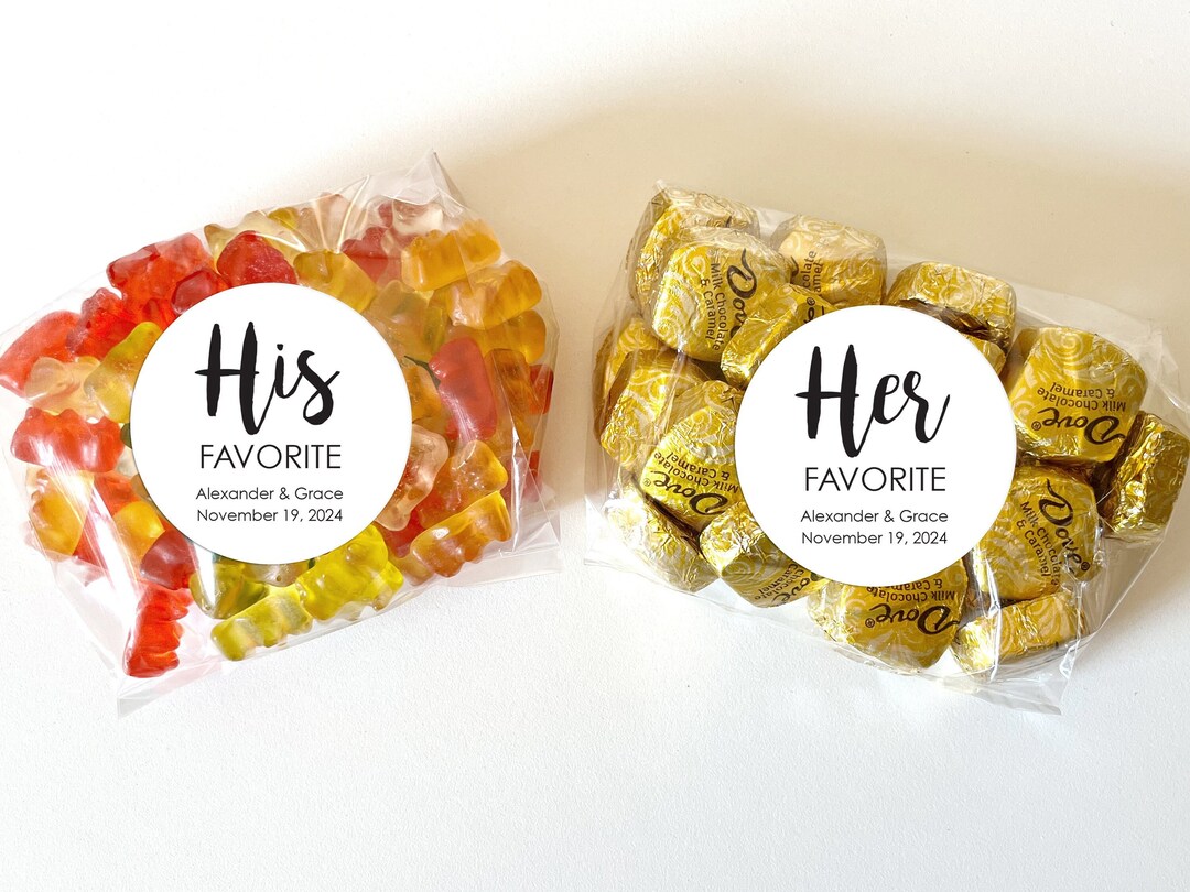 His and Her Favorite Stickers Wedding Favor Stickers Treat Bag Sticker ...