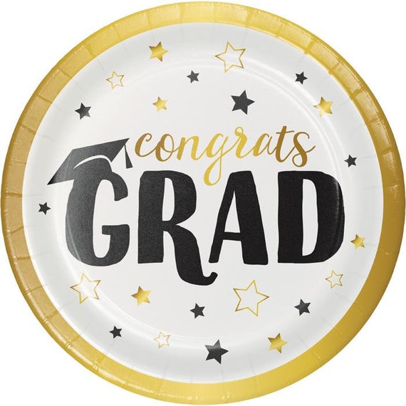 Graduation Cake Plates Graduation Party Supplies Paper Plates Congrats ...