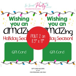 Printable Christmas Gift Card Holder Amazing Gift Card Instant Digital ...