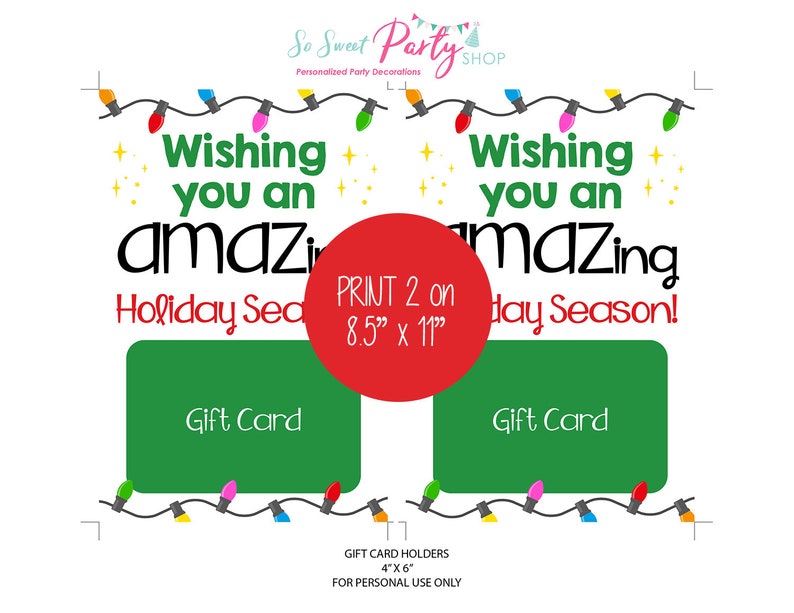 Printable Christmas Gift Card Holder Amazing Gift Card Instant Digital ...
