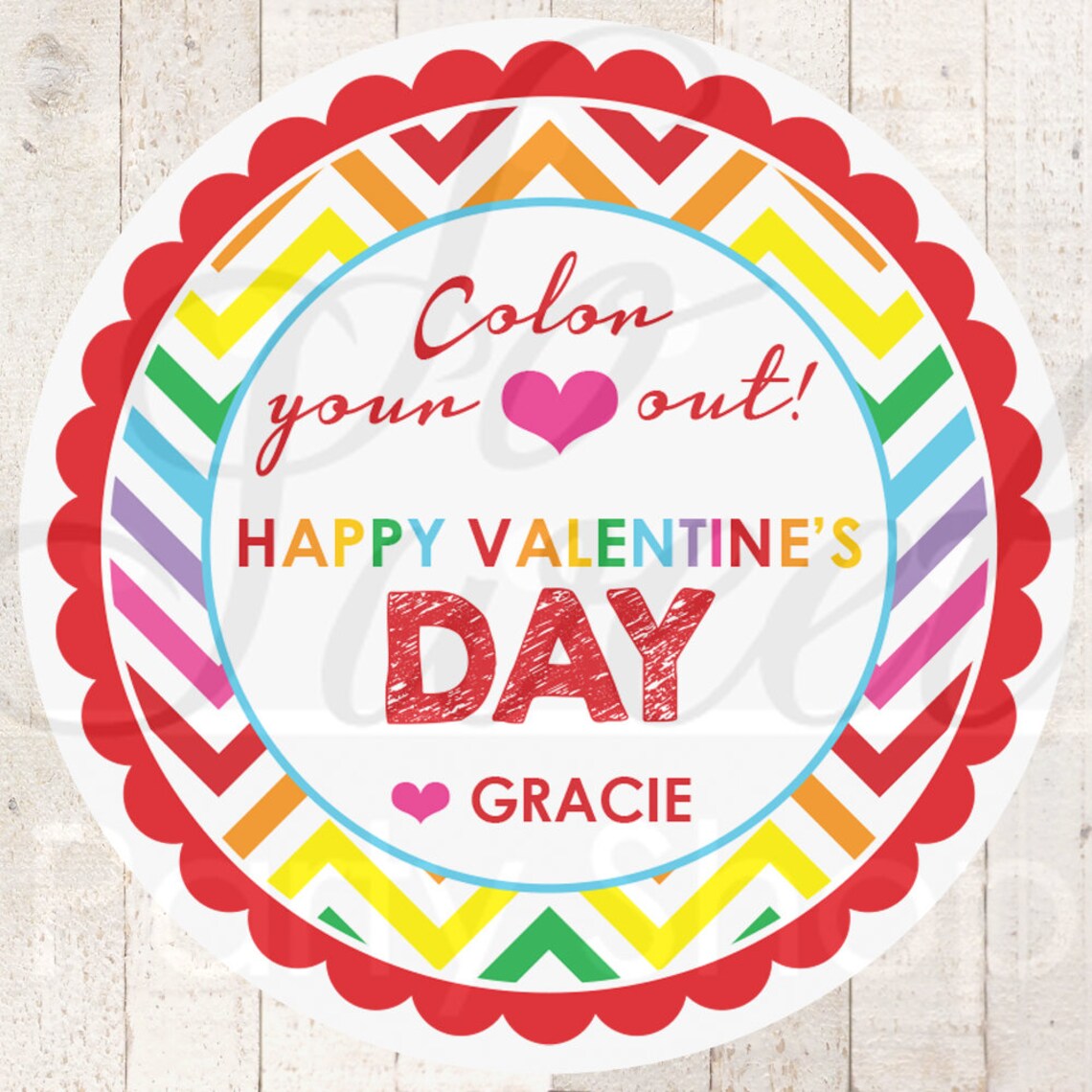 Crayon Valentines Day Stickers Kids Valentines Color Your | Etsy