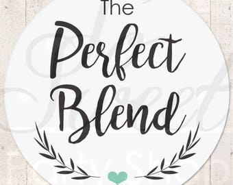 The Perfect Blend Stickers Coffee Favor Sticker Wedding or - Etsy