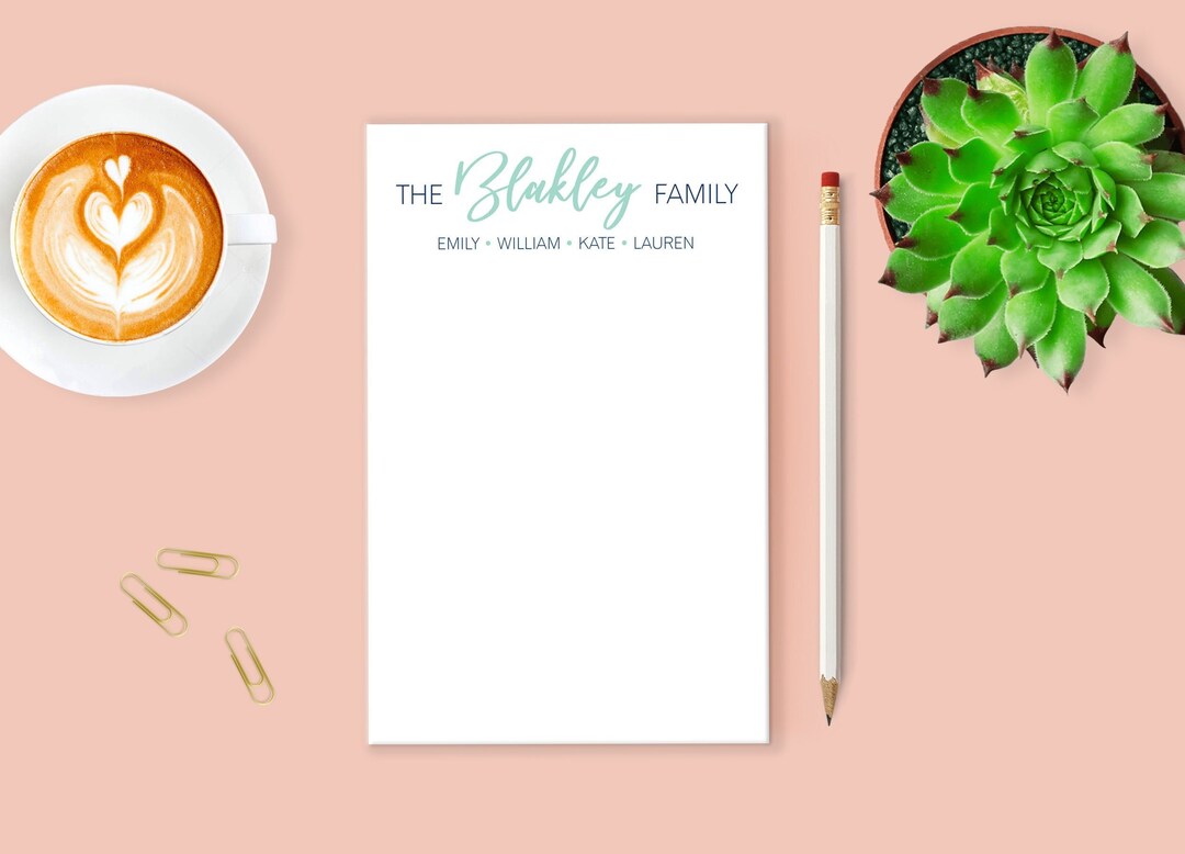 Personalized Notepad Family Names Custom Notepad With Kids Names for ...