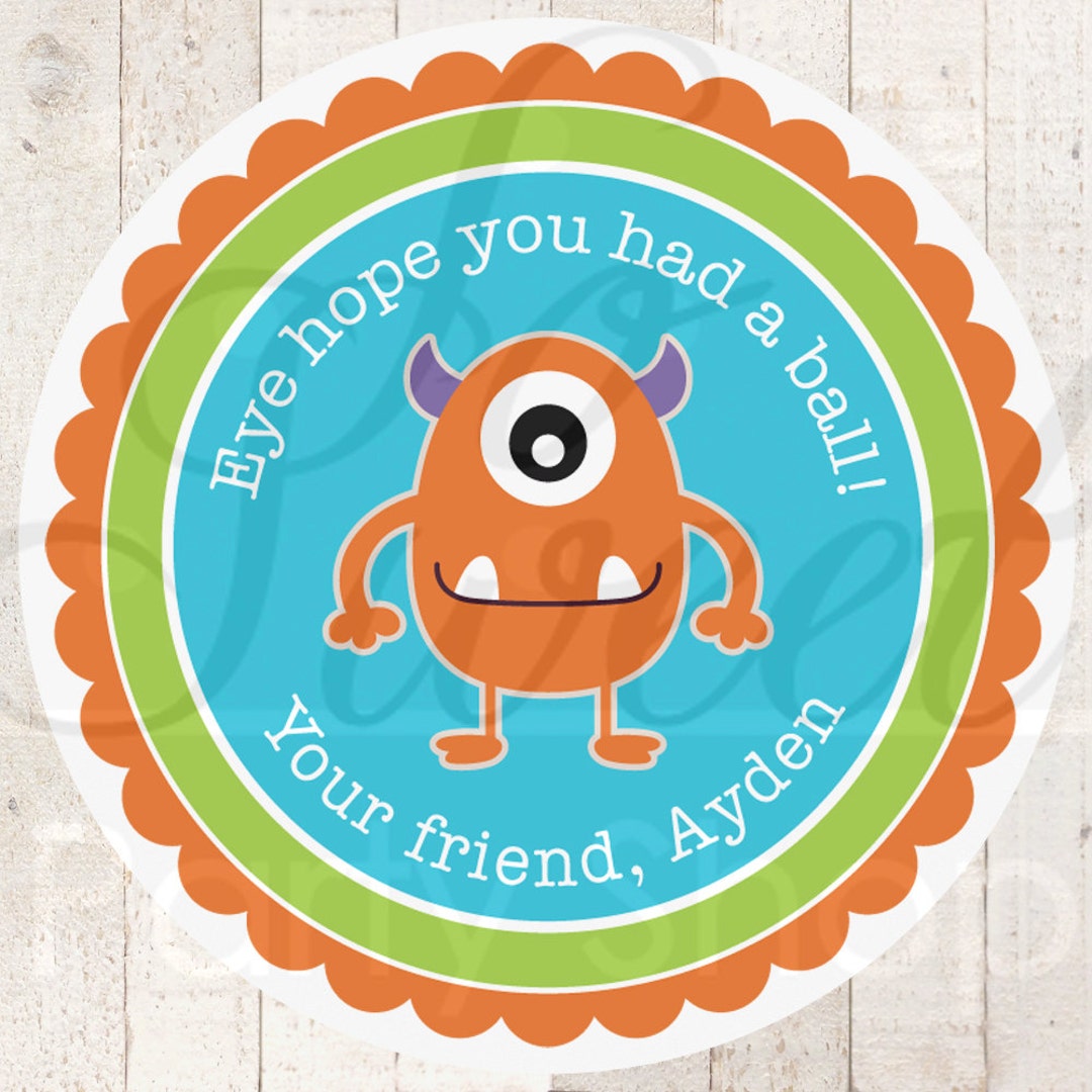 Monster Birthday Favor Sticker Labels, Boys 1st Birthday, Party Favors ...