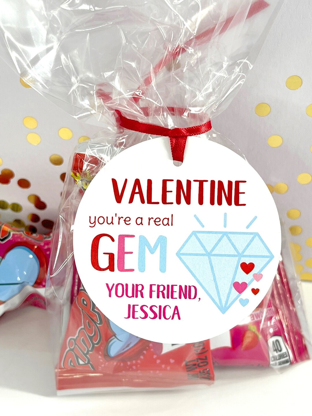 Ring Pop Valentine Tags, You're a Real Gem School Valentines Day Cards ...