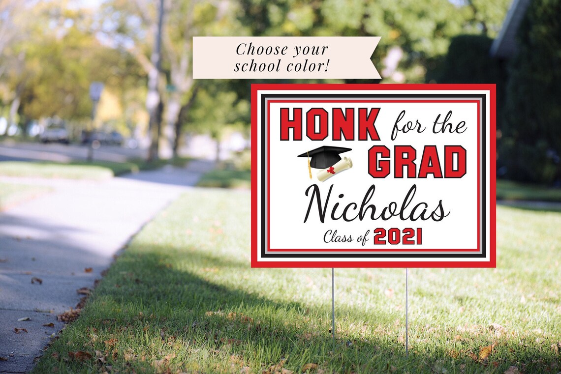 Honk For The Grad Graduation Yard Sign Class of 2021 Lawn | Etsy