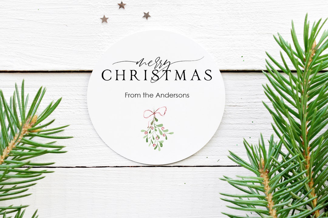 Merry Christmas Stickers Gift Tags Christmas Mistletoe Labels, Happy ...