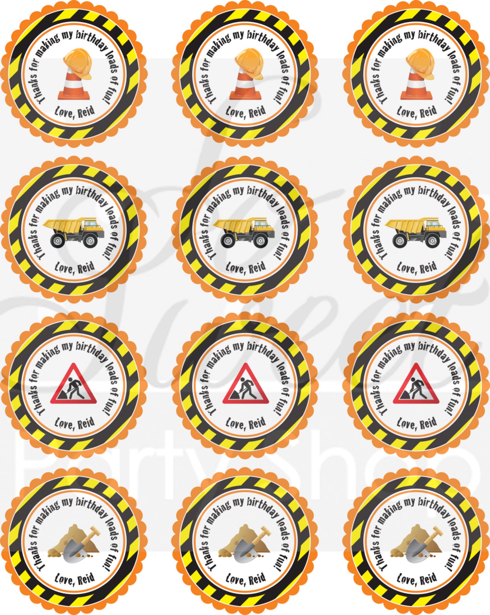 Construction Birthday Stickers Party Favor Stickers Boys 1st - Etsy
