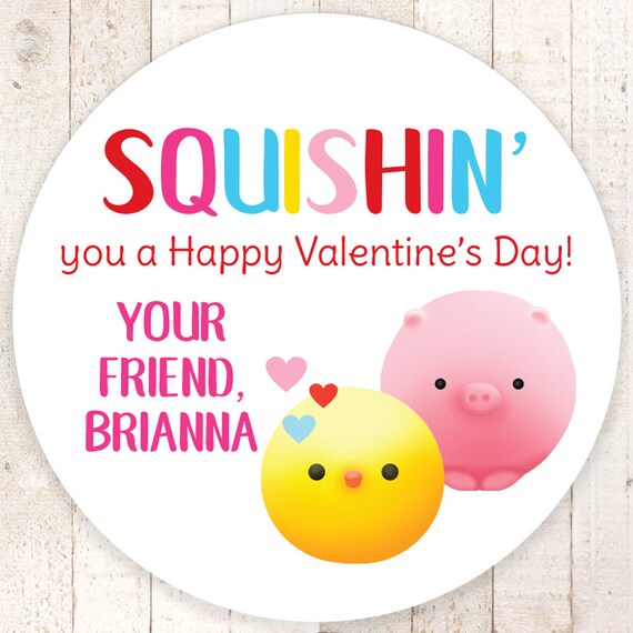 Squishy Toy Valentines Day Stickers, Kids Valentines Day Cards, Treat ...