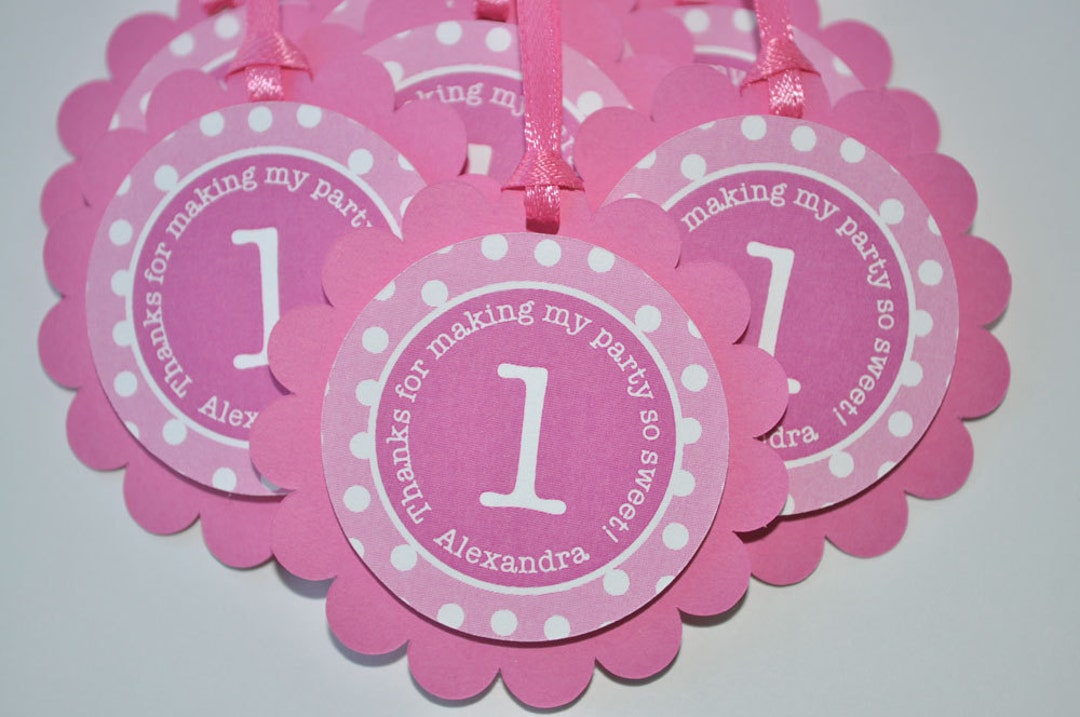 Girls 1st Birthday Party Favor Tags Thank You Favor Tags Pink And