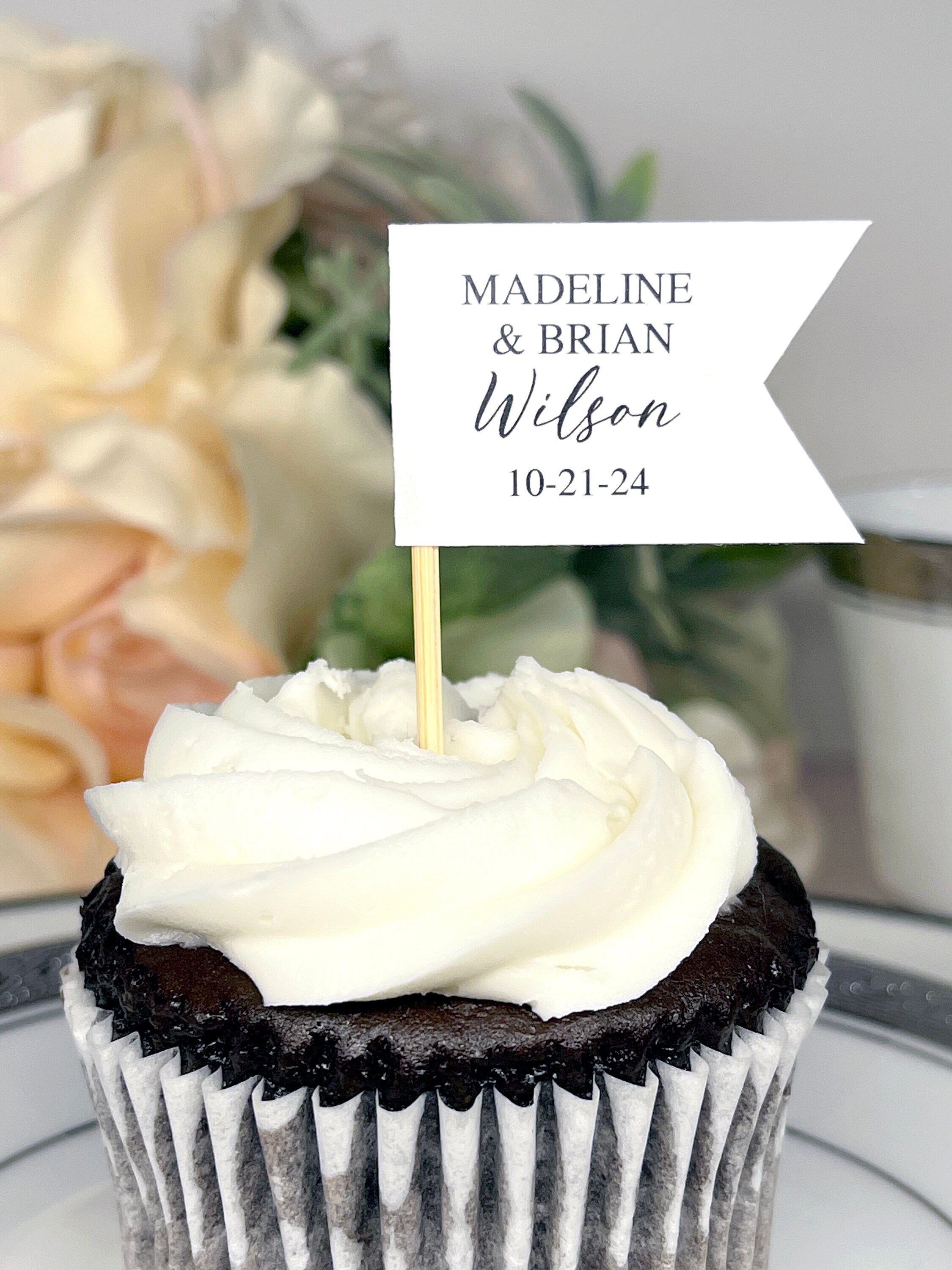 Wedding Cupcake Flags Toothpick Flags Personalized Cupcake Flags Custom ...
