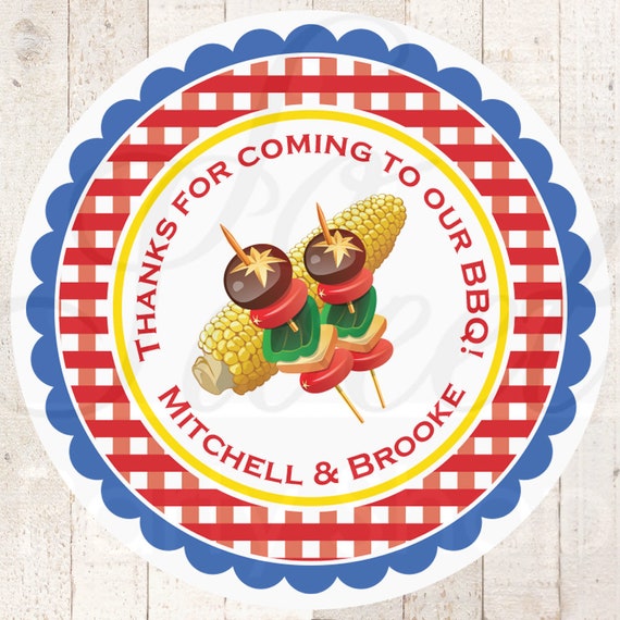 BBQ Party Favor Stickers, Summer Party, Cookout Party Favors, Thank You ...
