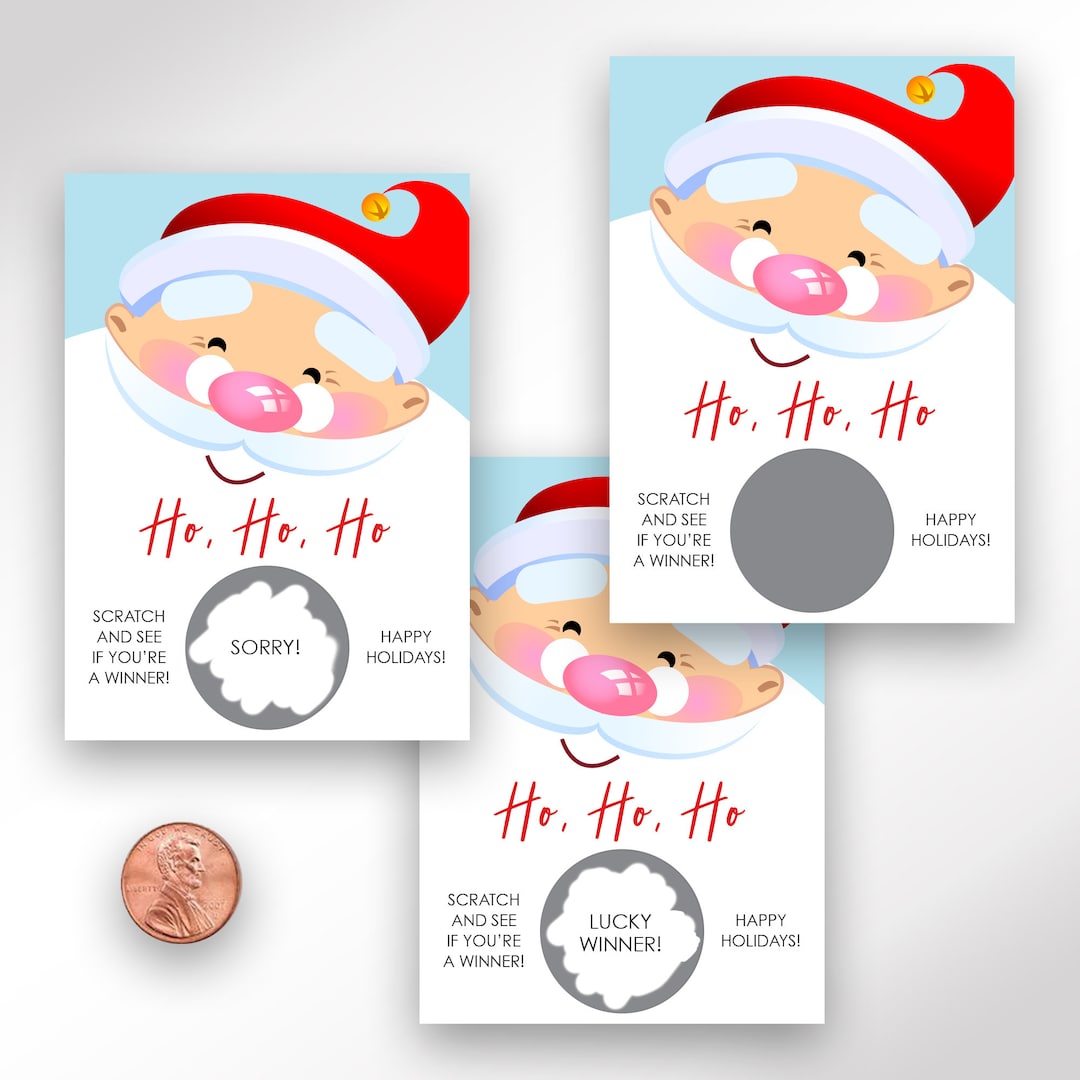 Personalized Santa Christmas Party Game Scratch off Ticket Cards ...