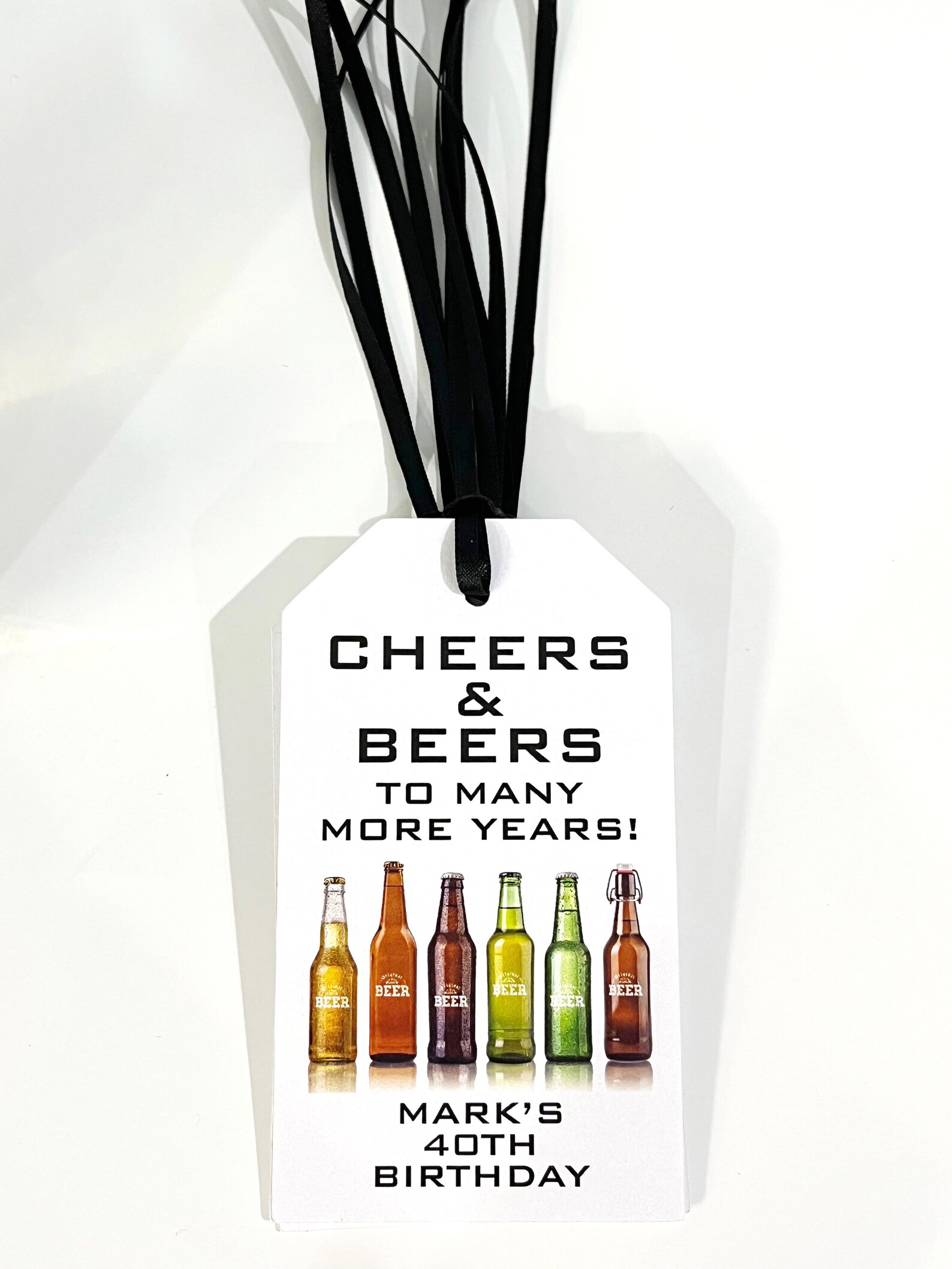Beer Bottle Favor Tags, Cheers & Beers Adult Birthday Party 40th, 50th ...