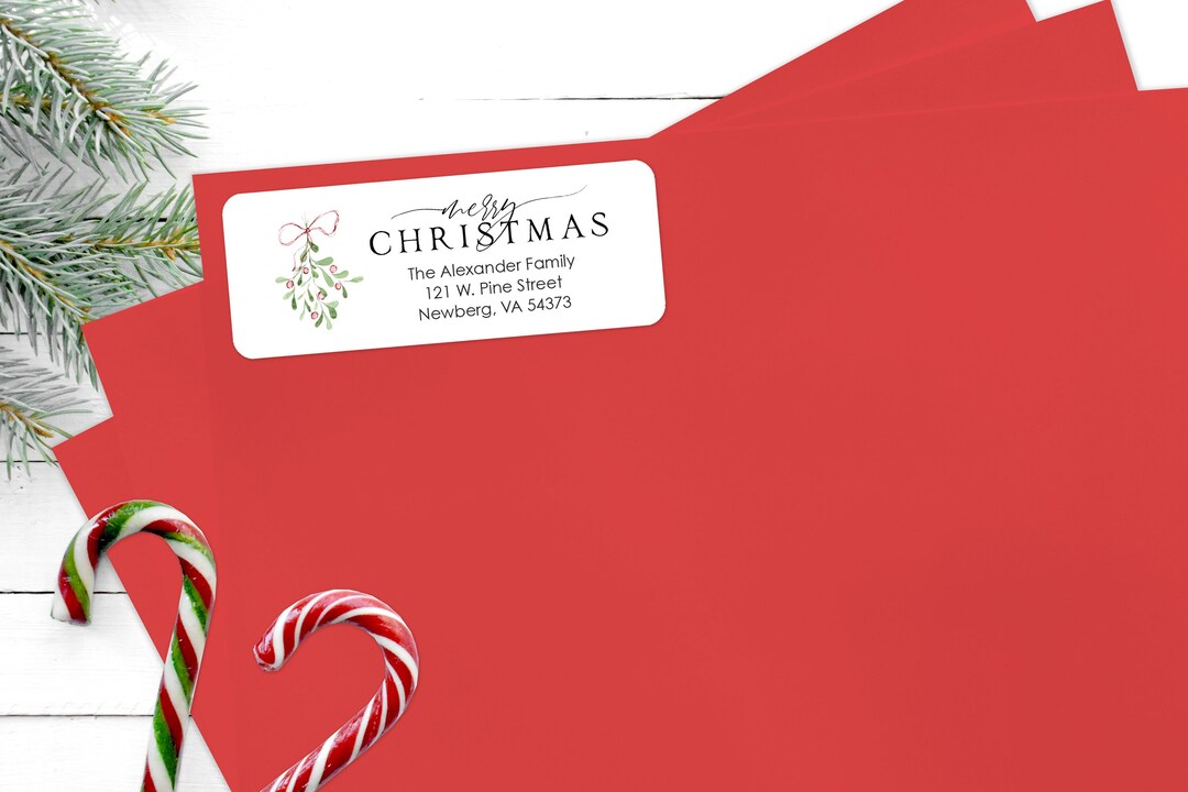 Merry Christmas Address Labels Mistletoe Envelope Seals Return Labels ...