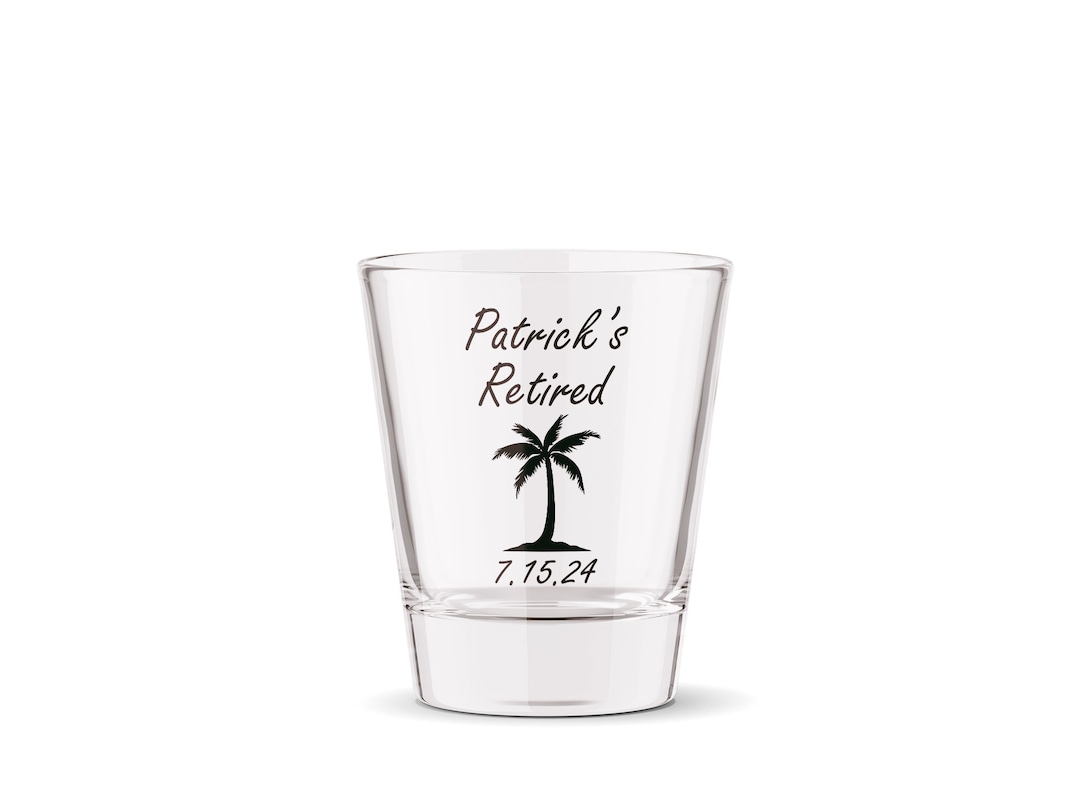 Retirement Party Favors 2oz Shot Glass Favors Personalized Palm Tree ...