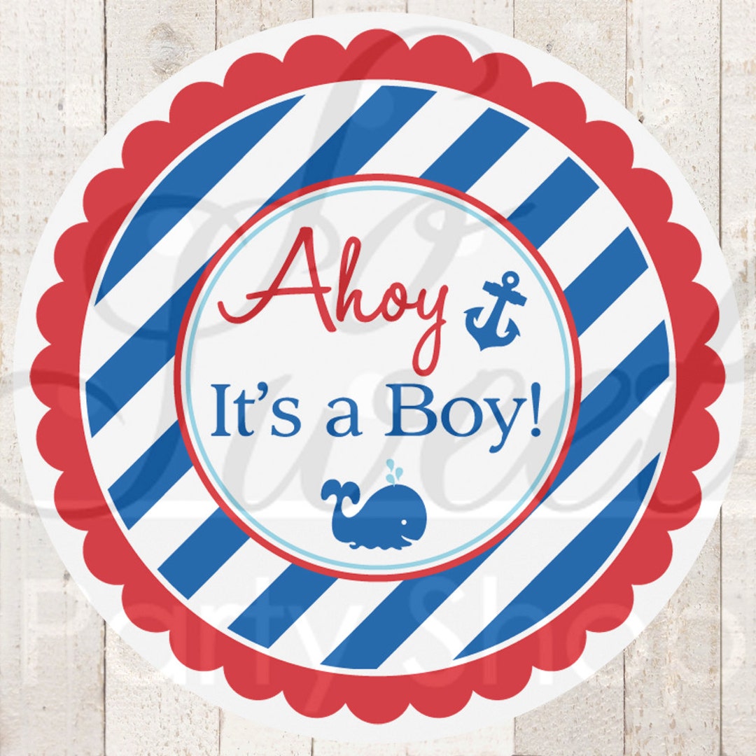 Nautical BABY SHOWER Stickers - Boys Baby Shower Favor Label Stickers ...