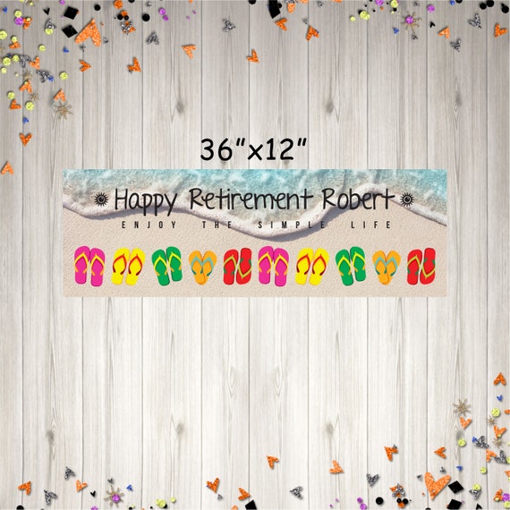Personalized Beach Retirement Banner, Happy Retirement Decorations ...