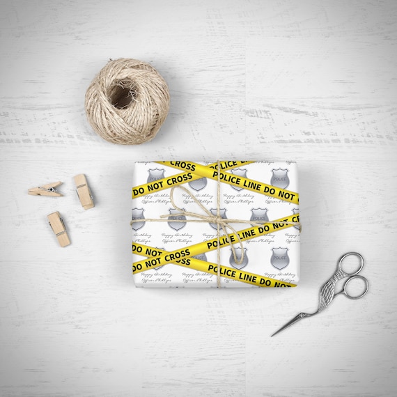 Police Officer Gift Wrap, Personalized Police Birthday Gift Wrap ...