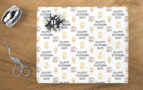 Happy Fathers Day Gift Wrap Sheets, Beer Wrapping Paper Dad Funny Gift ...