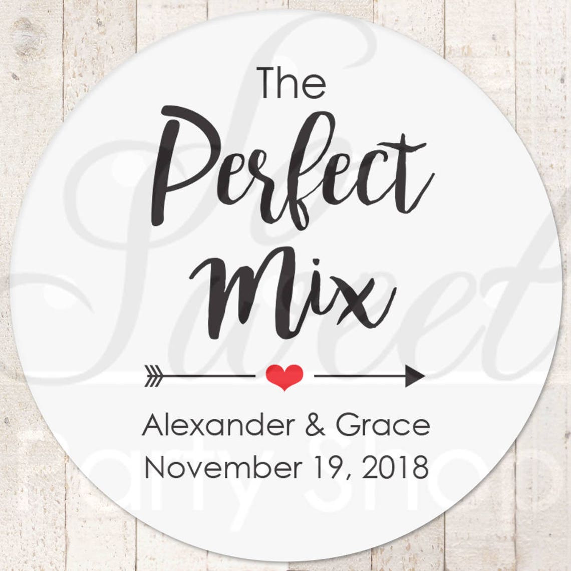 The Perfect Mix Sticker, Wedding Favor Stickers, Treat Bag Sticker ...