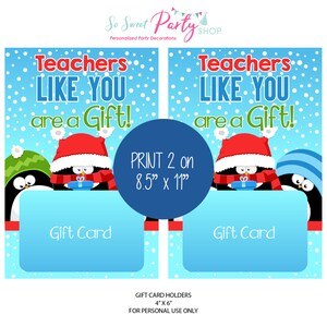 Printable Teacher Christmas Gift Card Holder Instant Digital Download ...