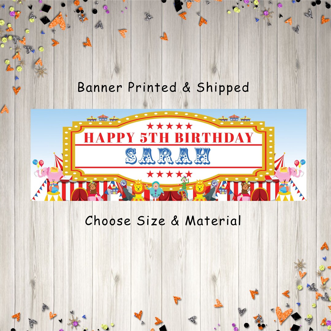 Circus Birthday Banner, Happy Birthday Banner, Carnival Birthday Banner ...
