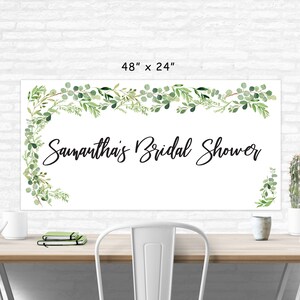 Bridal Shower Banner, Greenery Leaf Bridal Shower Decorations, Wedding ...