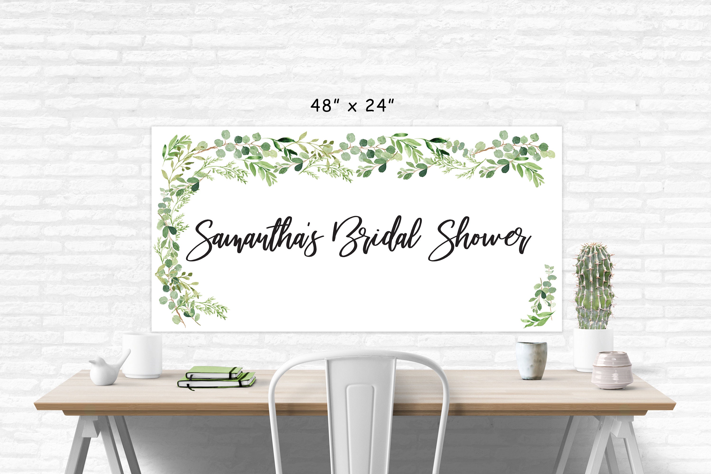 Bridal Shower Banner Greenery Leaf Bridal Shower Decorations | Etsy