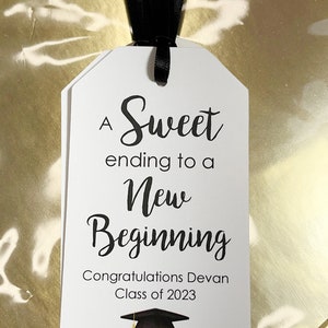 Graduation Tags Sweet Ending to a New Beginning Party Favor Tags ...