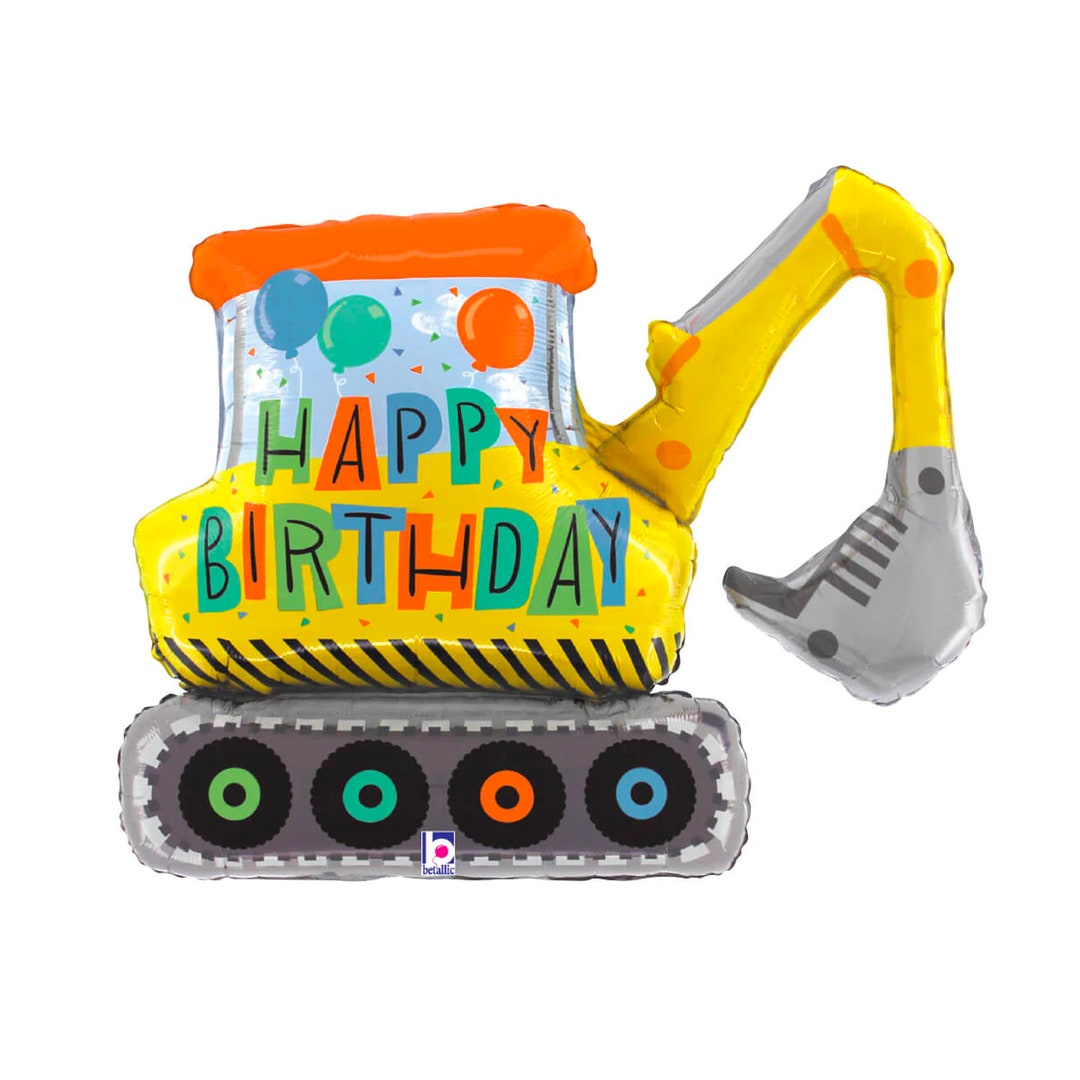 Construction Excavator Birthday Balloon Foil Mylar Large 31 Inch ...