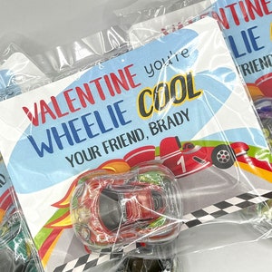 Valentines Day Race Cars Bags and Card Set Wheelie Cool Race Car ...