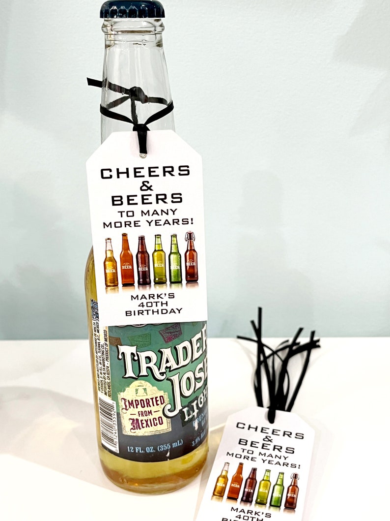Beer Bottle Favor Tags Cheers & Beers Adult Birthday Party - Etsy