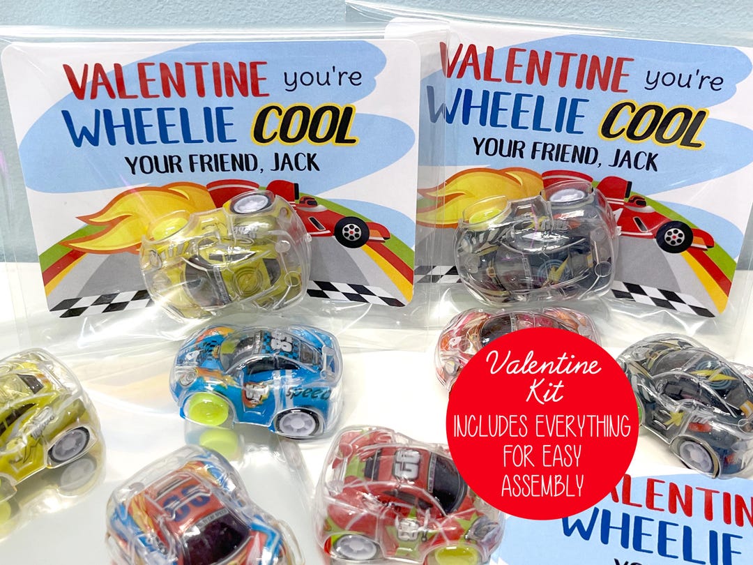 Valentines Day Race Cars Bags and Card Kit Wheelie Cool Race Car ...