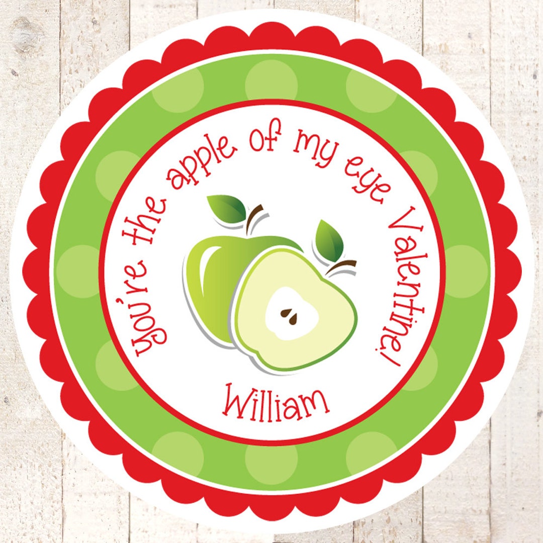 Kids Valentine's Day Stickers Treat Bag Stickers Apple of My Eye ...
